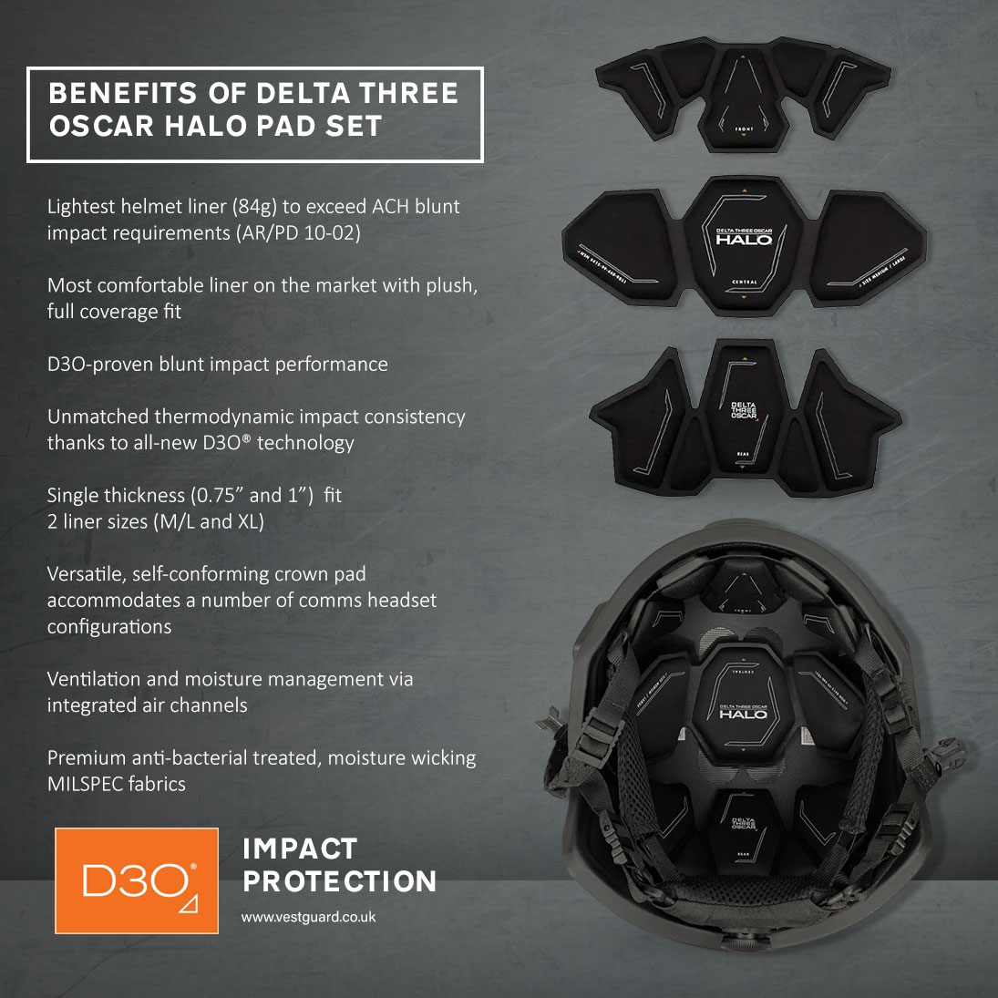D3O HALO 3 Helmet Pad System vestguard.co.uk